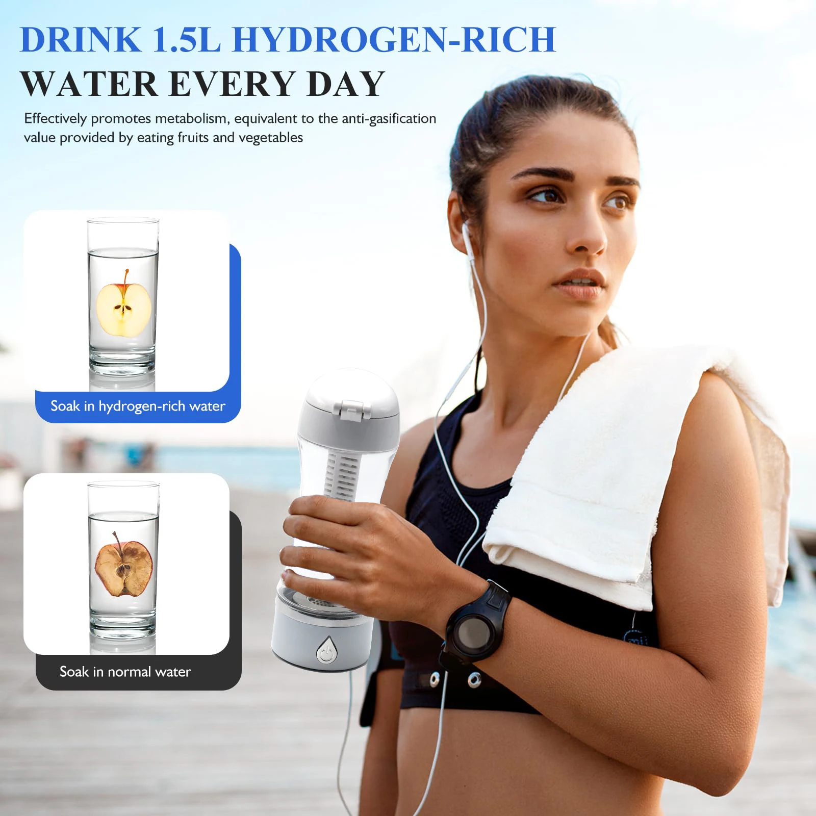 Hydrogen Generator Water Bottle Spe Pem 3min Quick Electrolysis Water Ionizer Glass Drinking ...