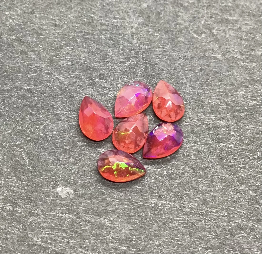 100% Natural Ethiopian Red Opal 3x4mm Pear Cut Faceted Loose Gemstone ...