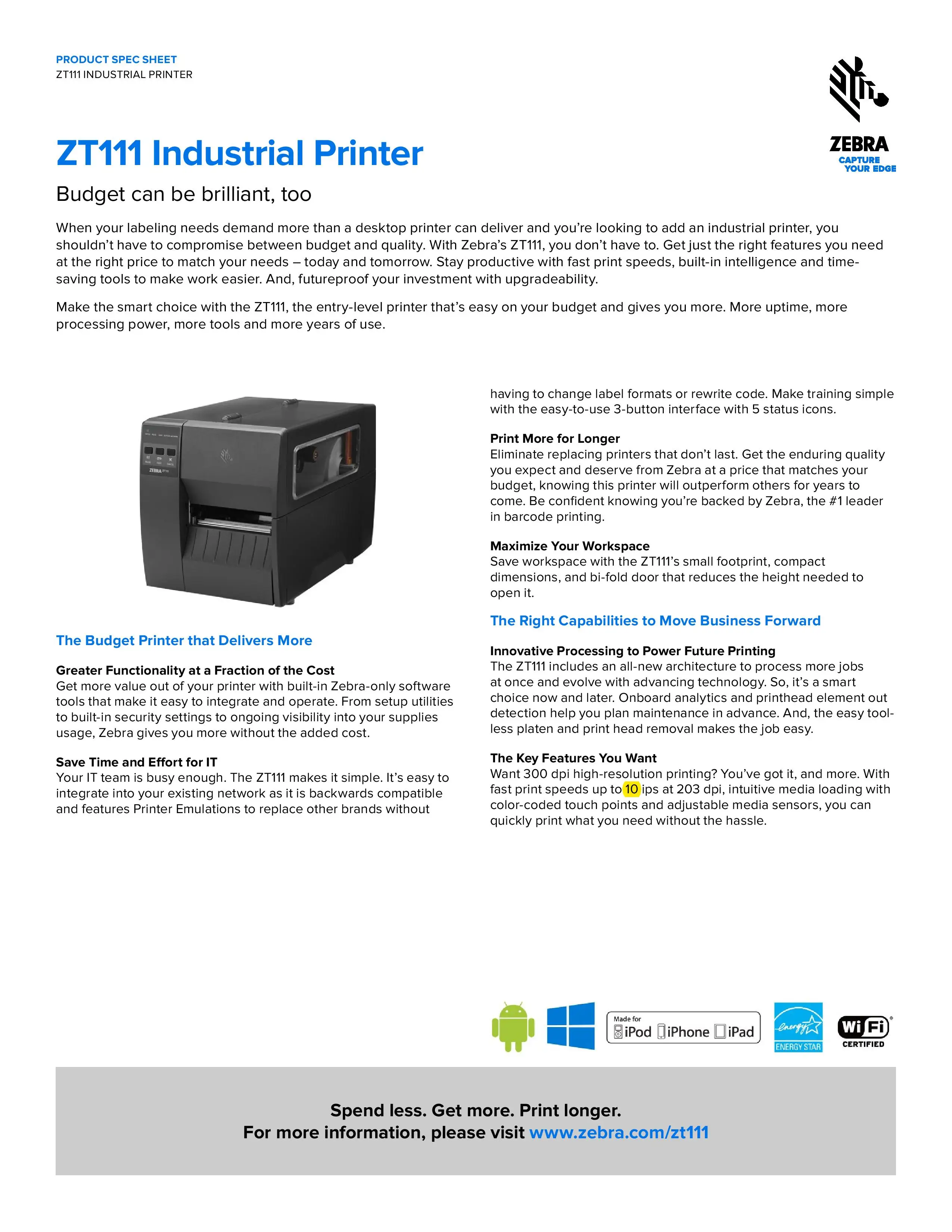 Zebra ZT111 - High Performance 4" Label Printers for Industrial Use