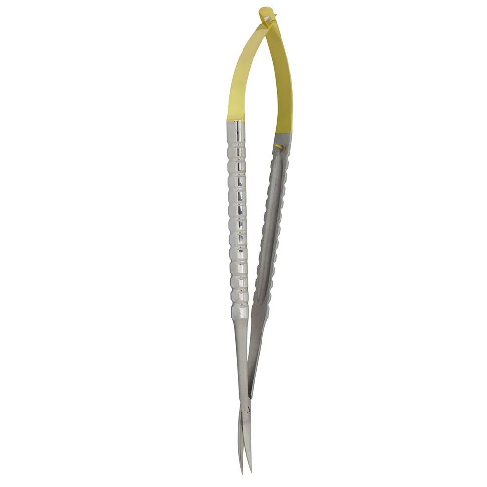 Stainless Steel Scissor Spring Action Scissor 4.5" Half Gold Curved ...
