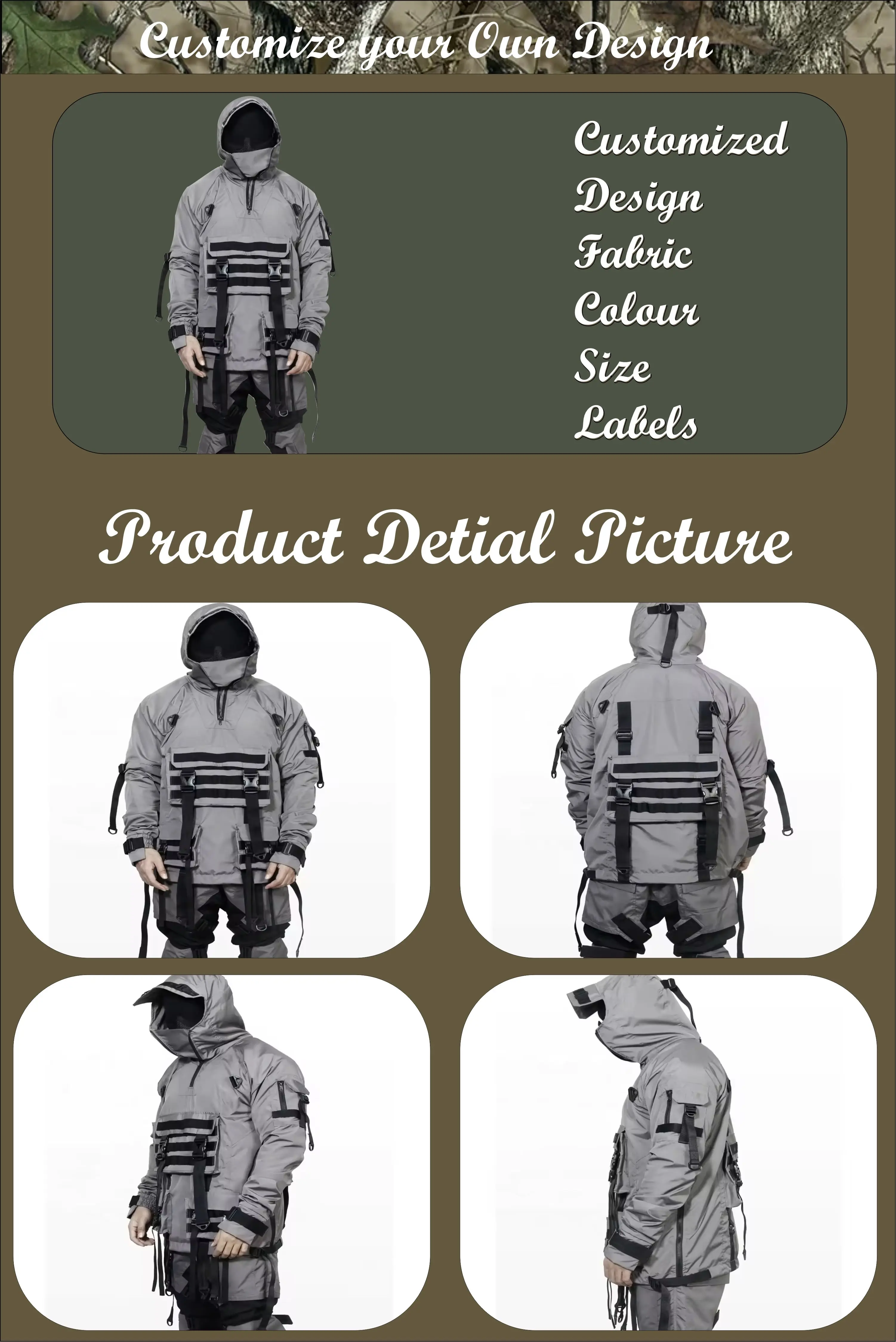 Wholesale Custom Men's Techwear Jacket - Waterproof & Stylish