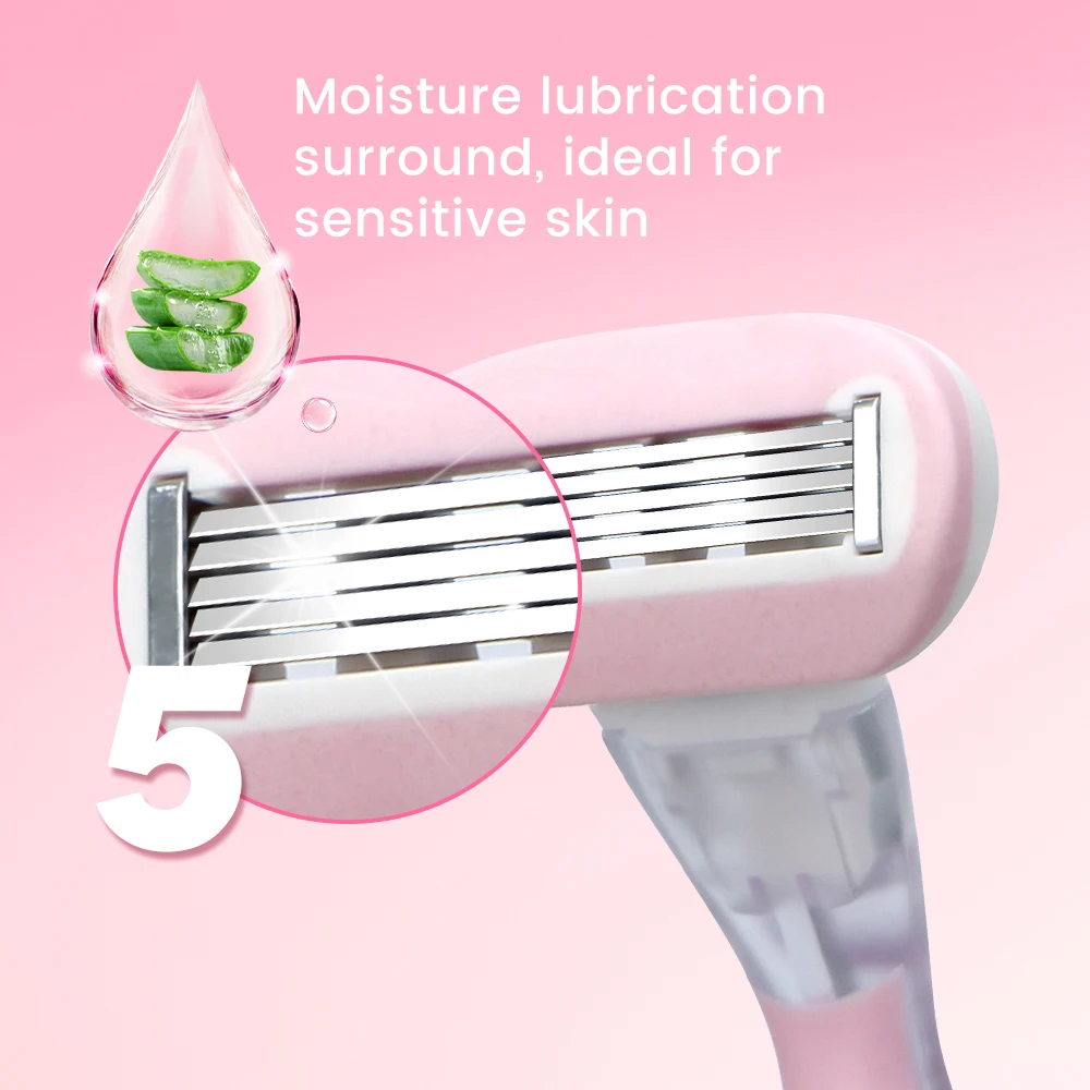 New Five Blades Women Razor with Surrounded Lubricant Strip Ladies ...