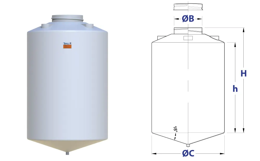 PE Tank Conical Bottom CENA-E Model - Food Grade & UV Resistant