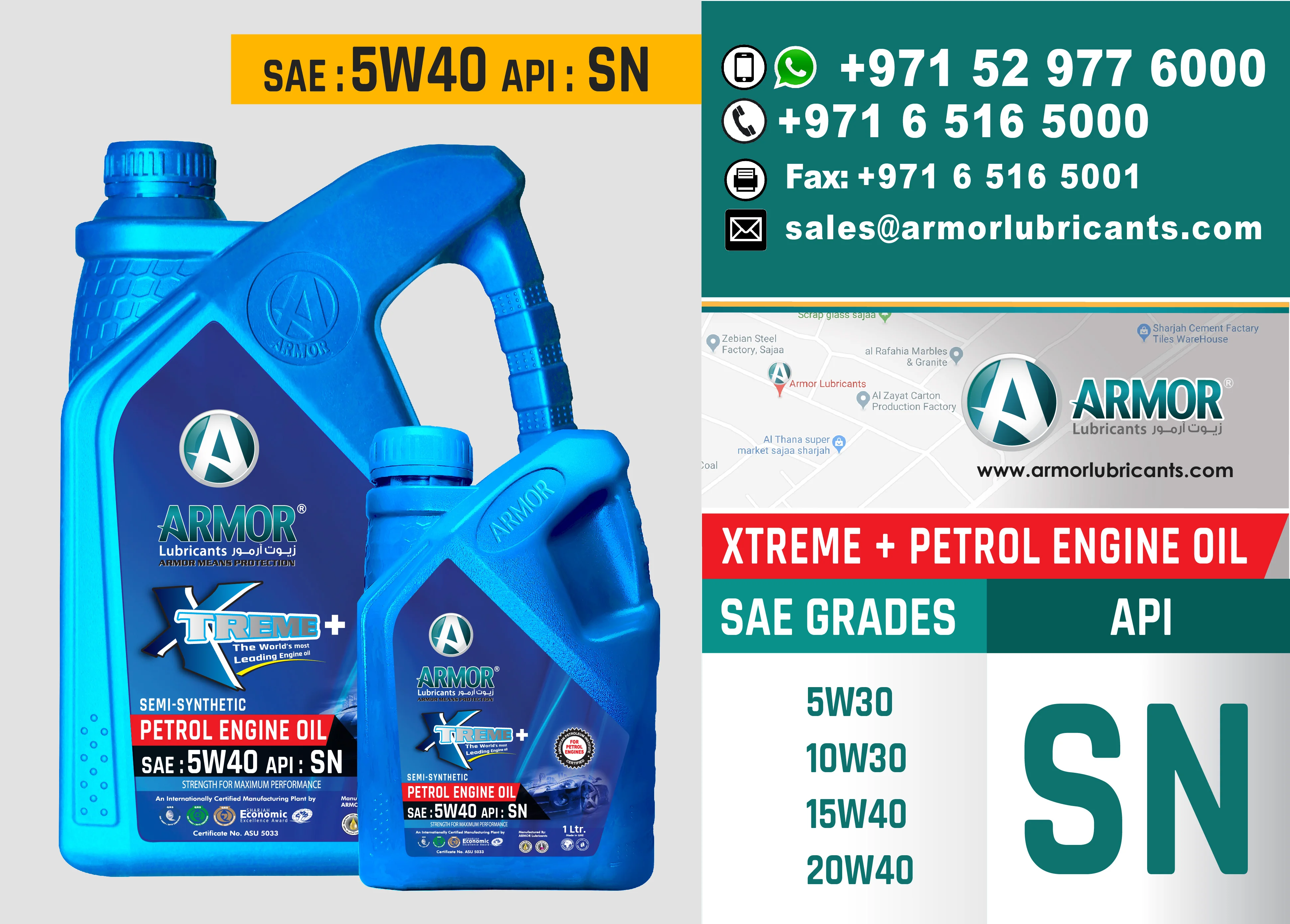 Armor Lubricants 5W-40 API SN - Ultimate Protection Oil