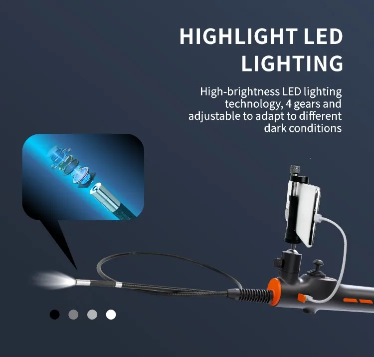 360 Degree Articulating Borescope With Dual Lens Endoscope Camera 6mm ...
