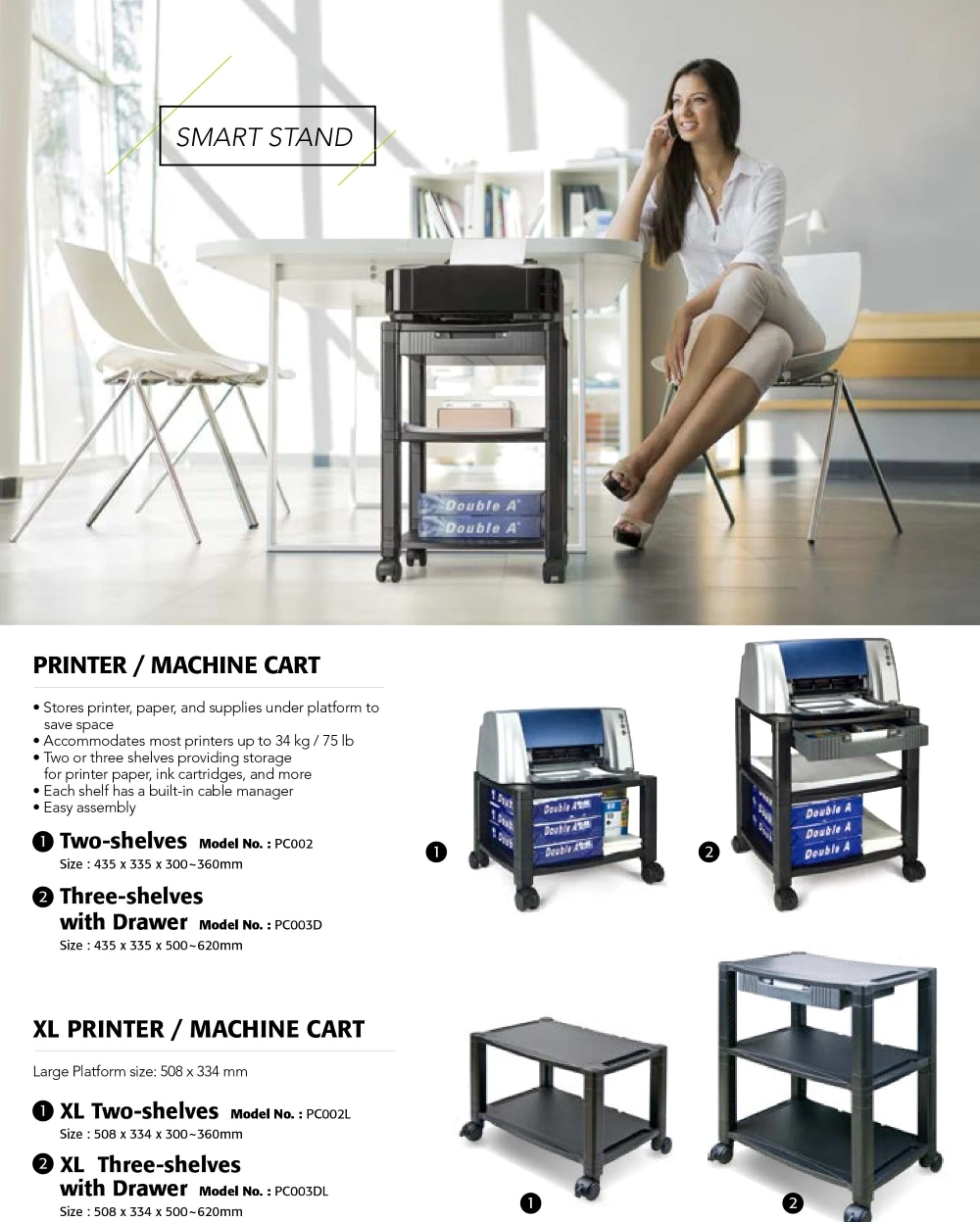 Printer PVC Carte Stand - Versatile Utility Cart for Office