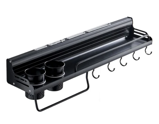 Black Kitchen Pendant Storage Rack Knife Rack Kitchen Wall Shelf Space ...