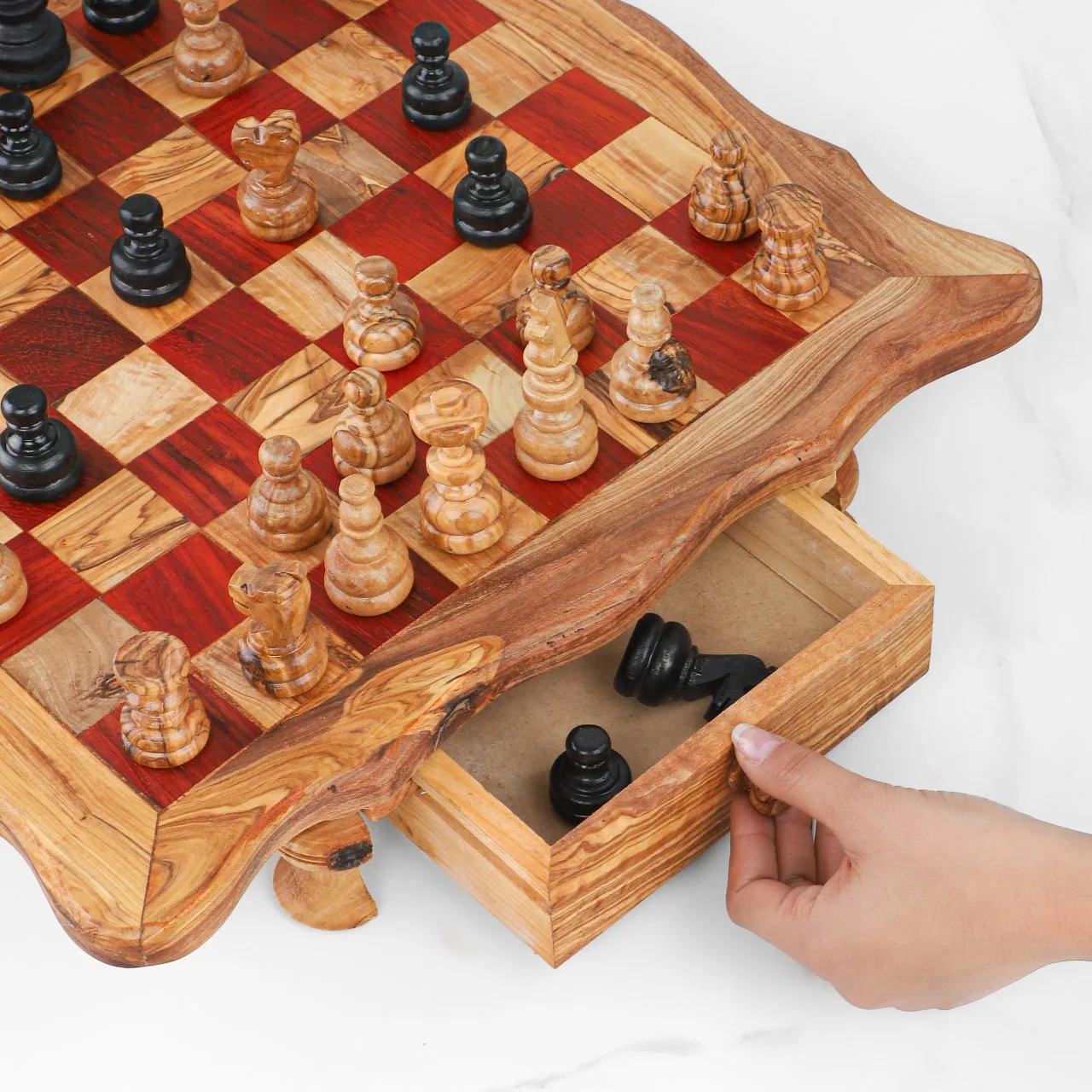 Handmade Olive Wood Chess Sets - Artisraw Unisex Boards
