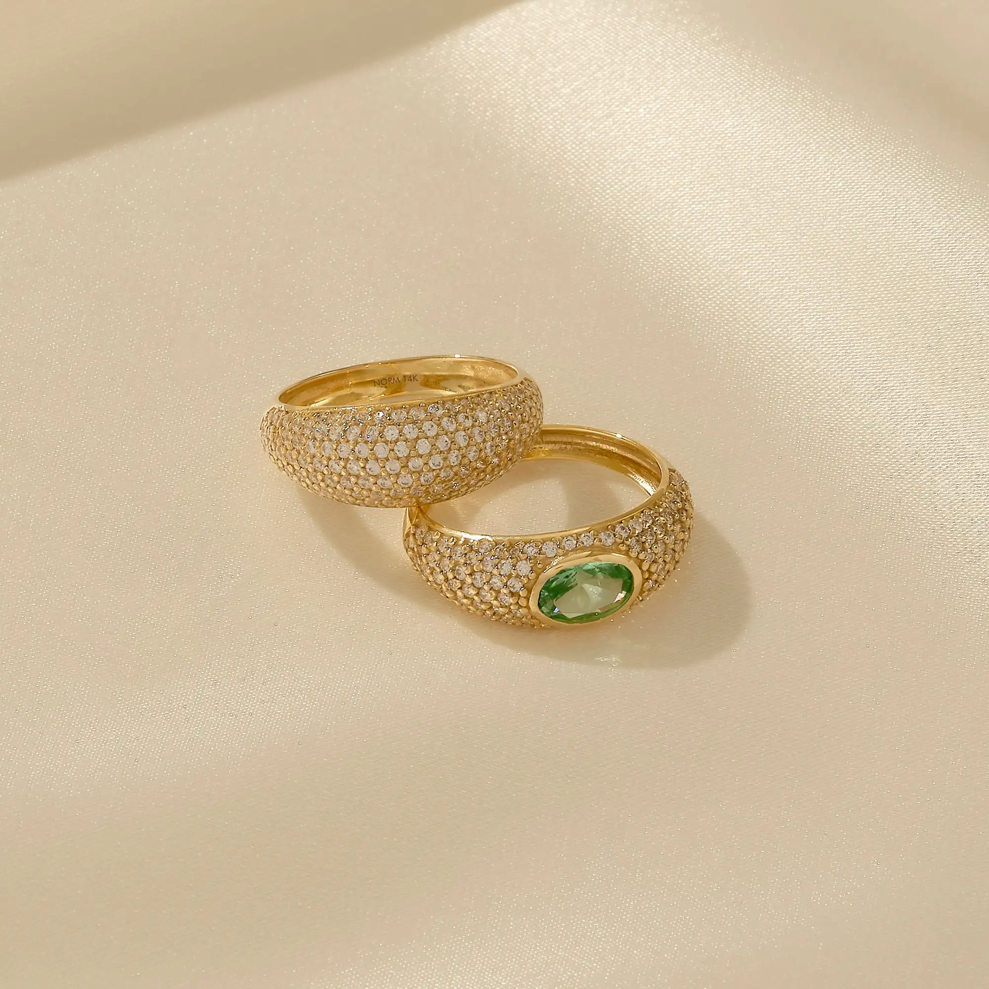 14k Solid Gold Chunky Dome Bezel Green Paraiba Tourmaline Gemstone ...