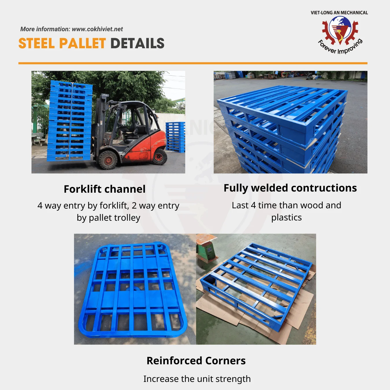 Industrial Heavy Galvanized Folding Metal Pallet Forklift Use Double ...