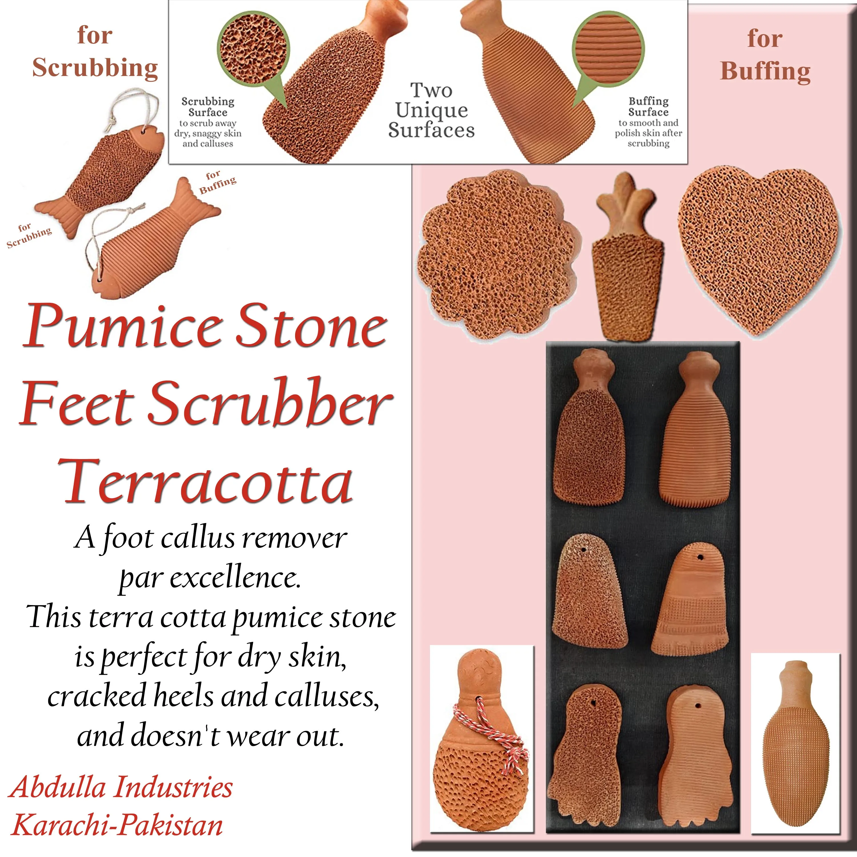 Scrubber Stone Buffing Stone Terracotta Natural Clay Scrubber In Many ...