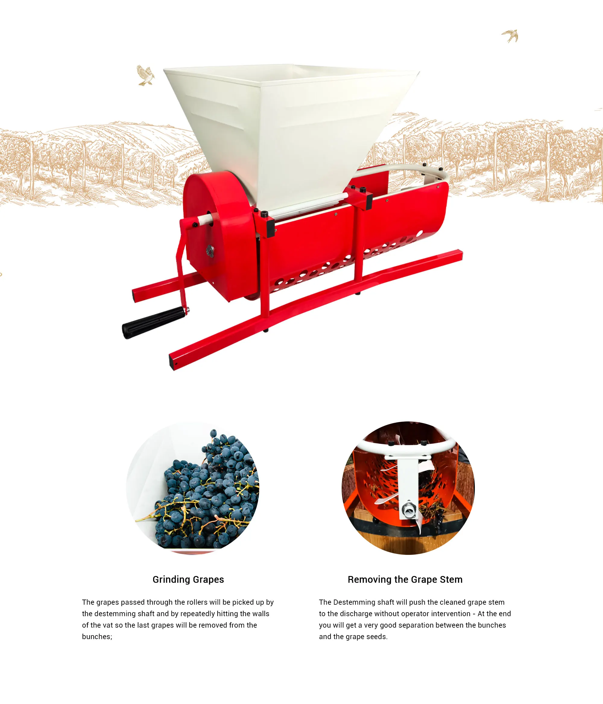 Manual Grape Crusher Destemmer DG07 - Efficient Grape Stem Removal ...