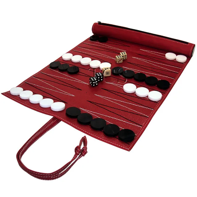 Luxurious Pu Leather Zipper Roll Up Travel Backgammon With Acrylic ...