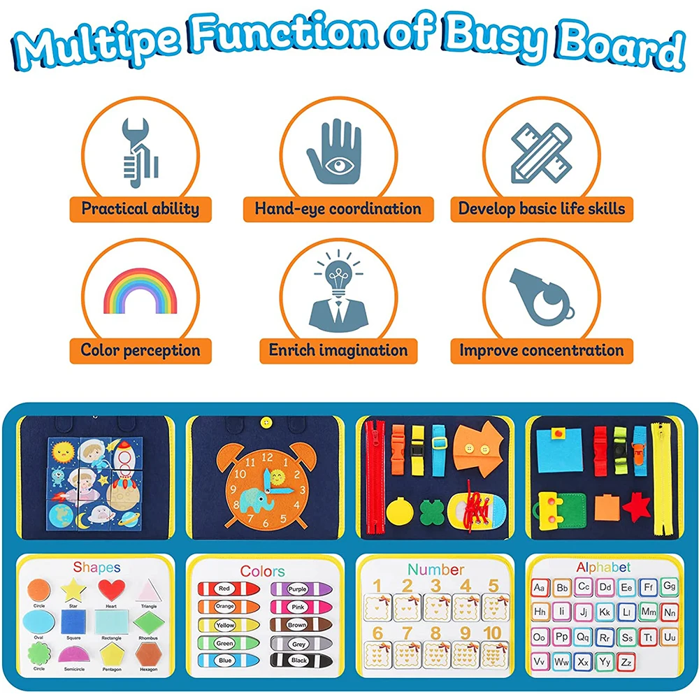 Montessori Sensory Autism Board Felt Toddler Busy Board Preschool ...