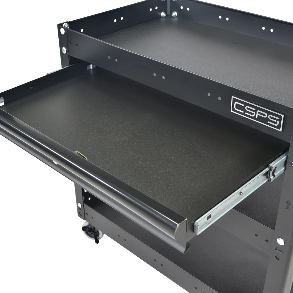 Durable Black 3-Tier Cart for Tool Storage & Organization