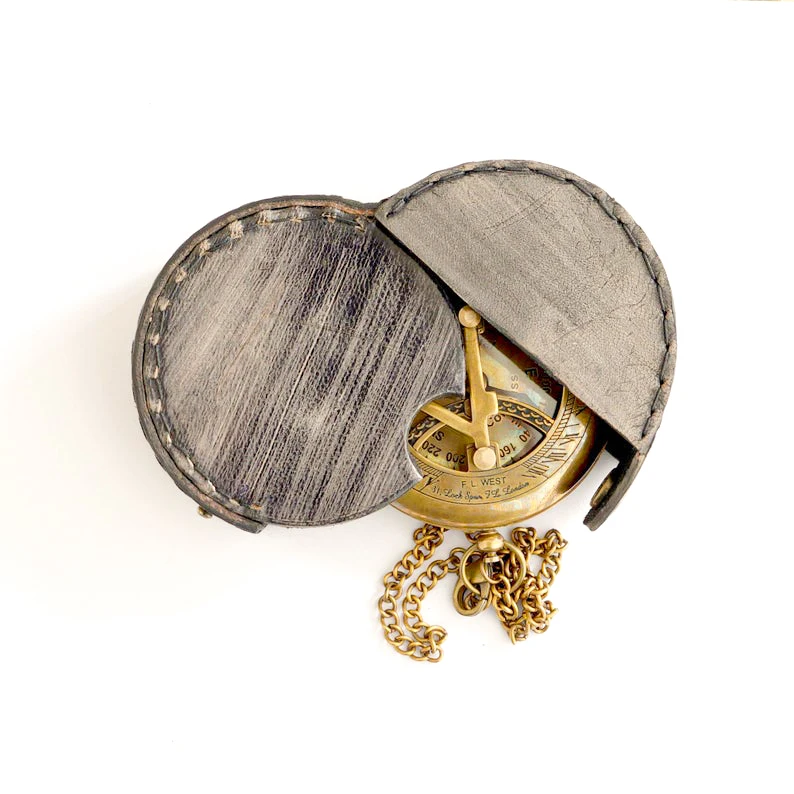 Custom Antique Brass Sundial Compass - Modern & Personalized