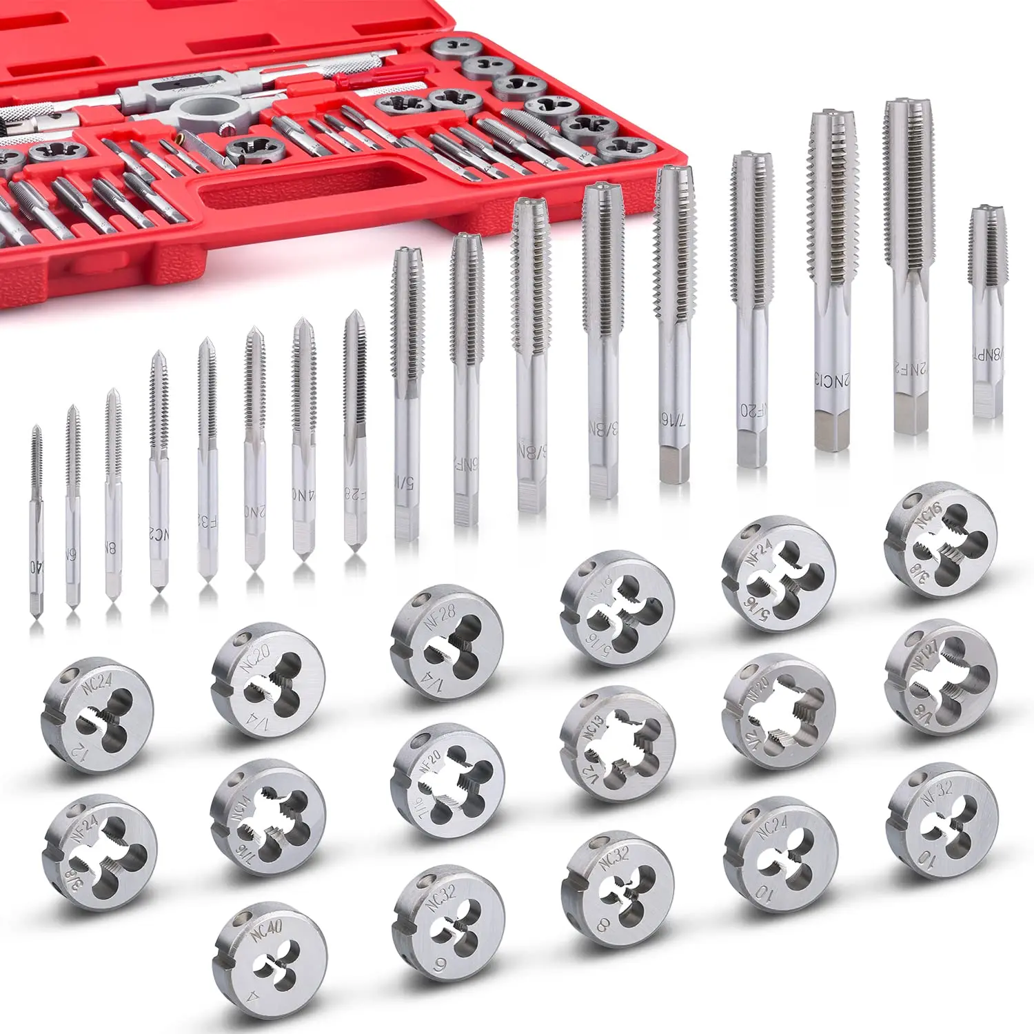 40 Piece Premium Tap and Die Set - S Coarse and Fine Thread Basic ...
