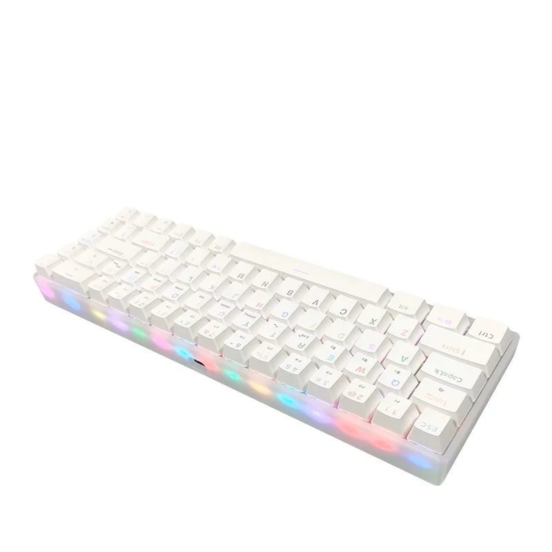 60% Keyboard 68 Keys Custom Keycap Blue Red Switch RGB Backlit Full-key Anti-ghosting USB Wired ...