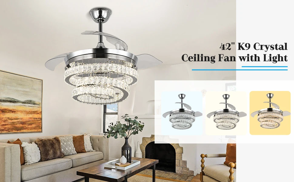 Crystal Ceiling Fans with Lights - Stylish & Efficient