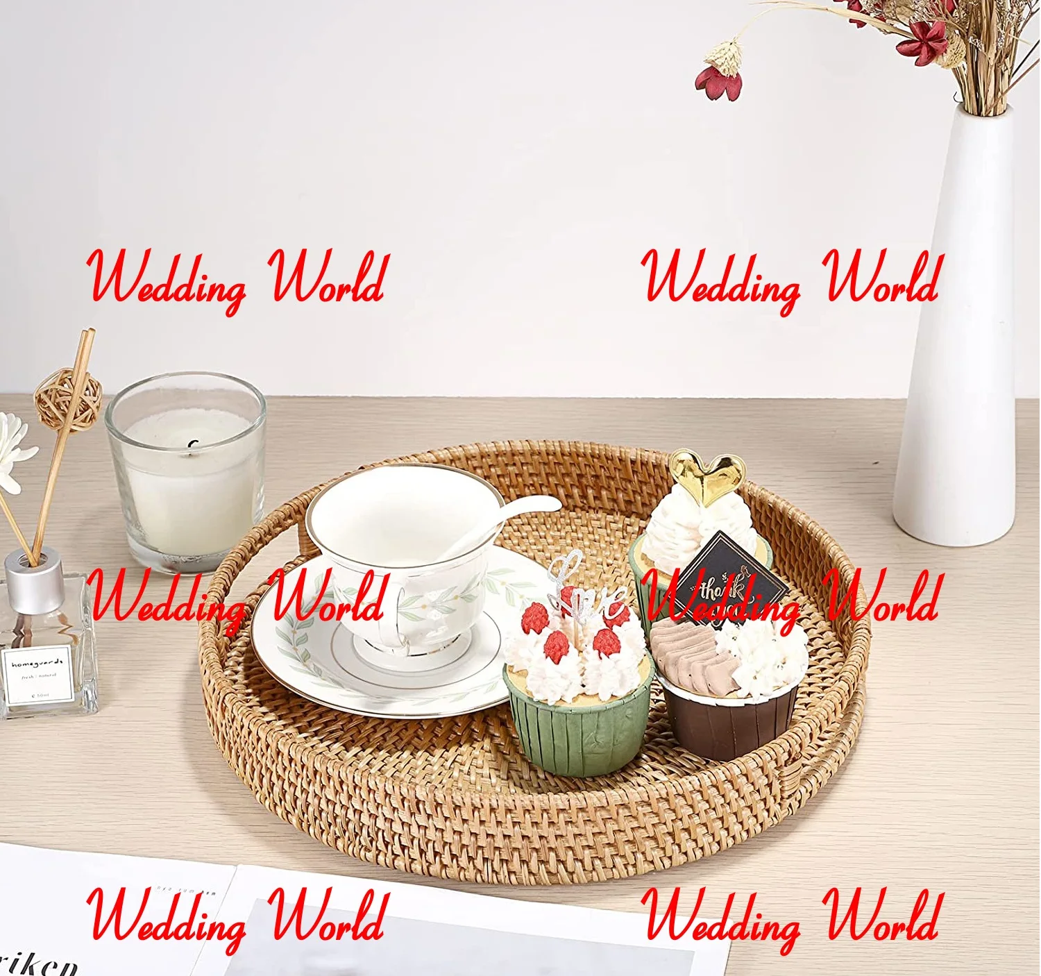 Customized Color Rattan Serving Tray Nice Quality Handmade Designer ...