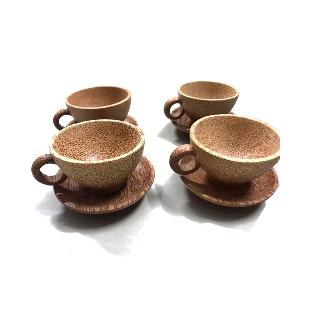 COFFEE & TEA SETS Coconut Wooden TEA Cup and SAUCERS for DRINKING -Tea ...