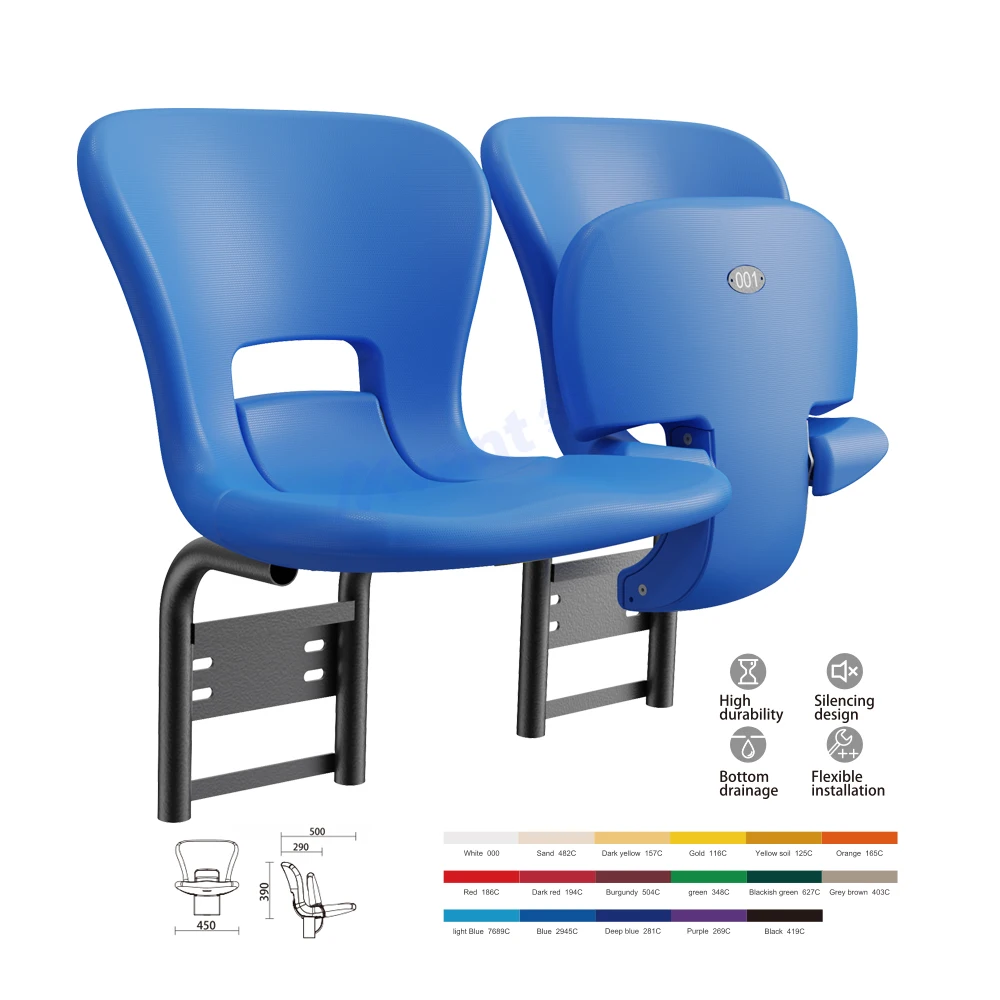 Avant Fixed Folding Seats Bule Hdpe Auto Tip-up Baseball Stadium Chairs ...
