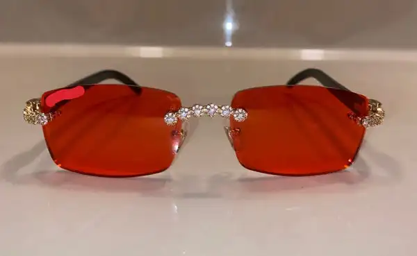 Iced Out Rimless Sunglasses Detroit Style Buffs Bussed Down Hip Hop ...