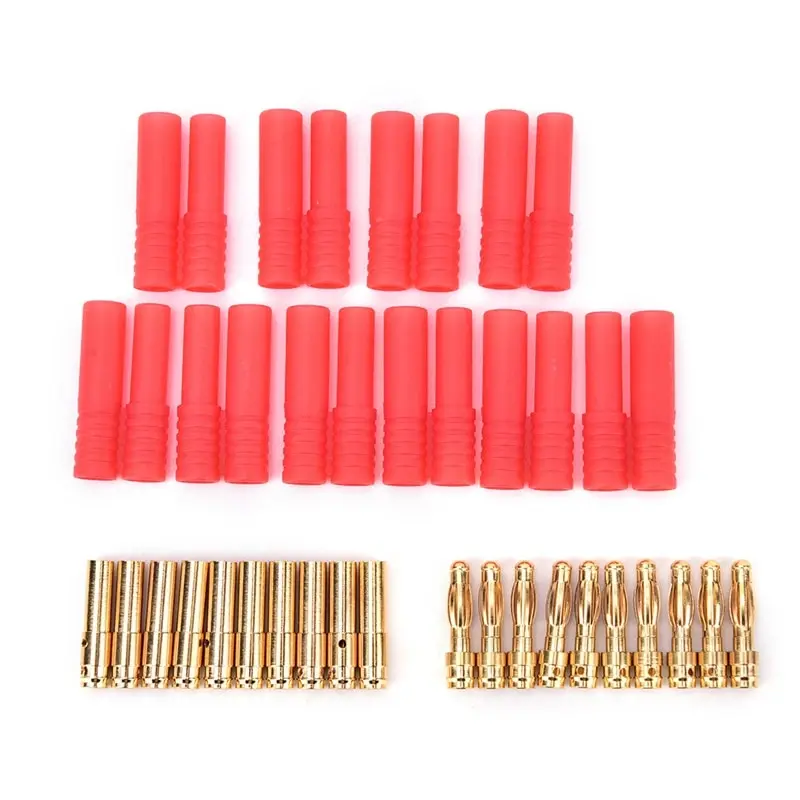 4mm HXT Banana Plugs with Red Housing for RC Connectors