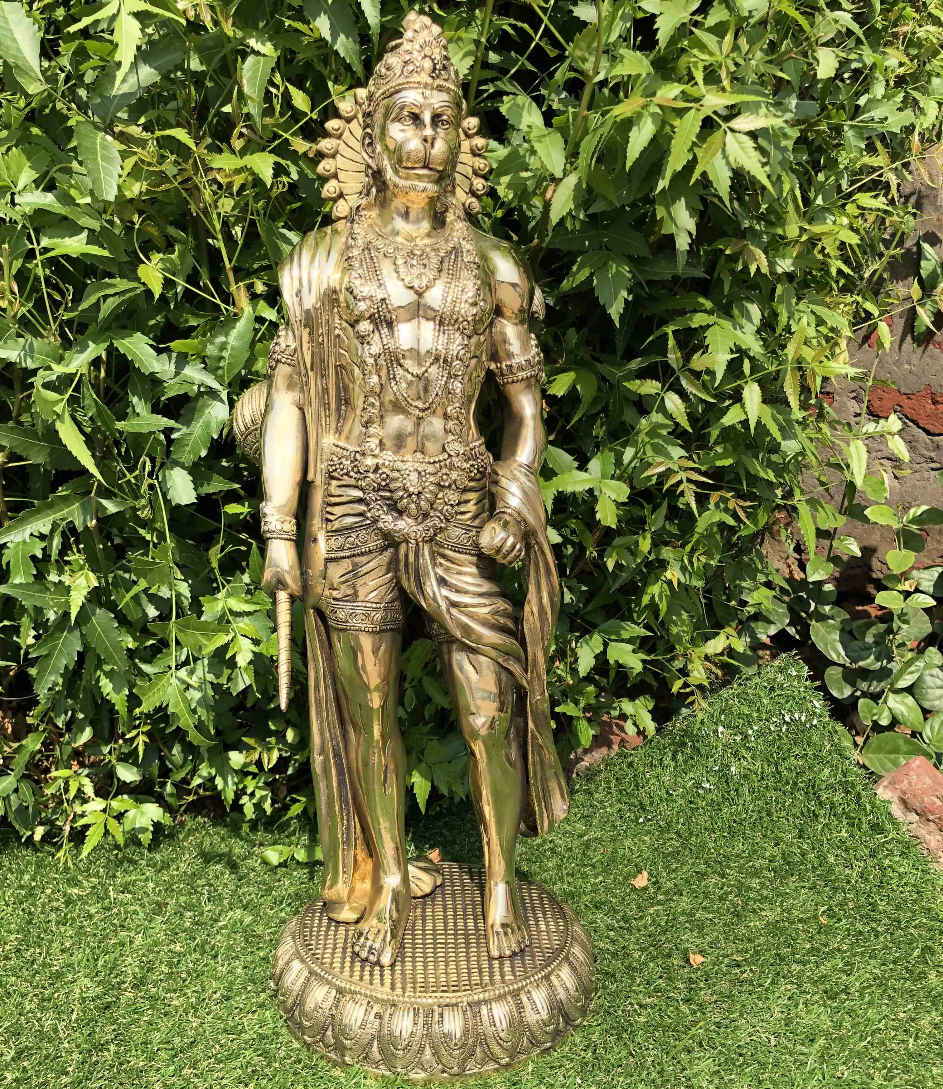 Brass The Humble Hanuman Standing Statue,Hindu Monkey Deity Brass ...