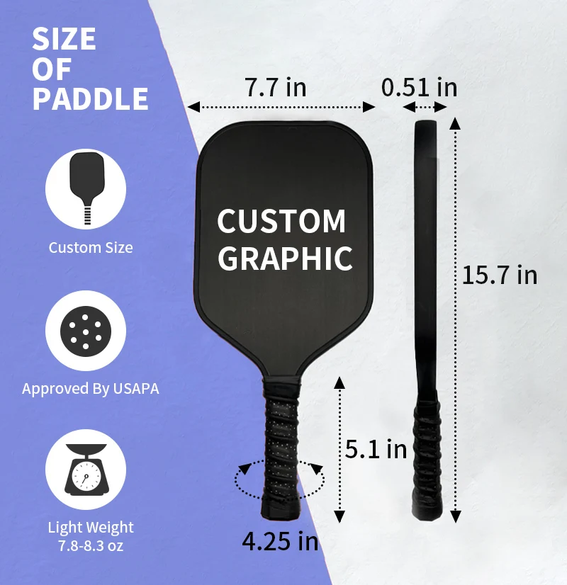 Carbon Fiber Custom Graphite Face Pickleball Paddle Black Color Pickle ...