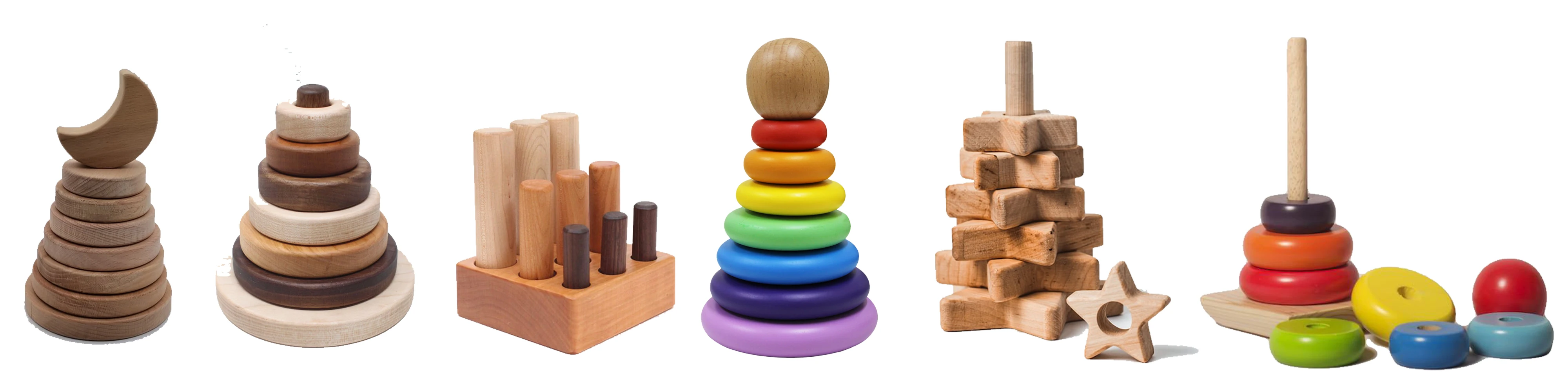 Wooden Stacker Toys for Toddlers - Montessori & Eco-friendly