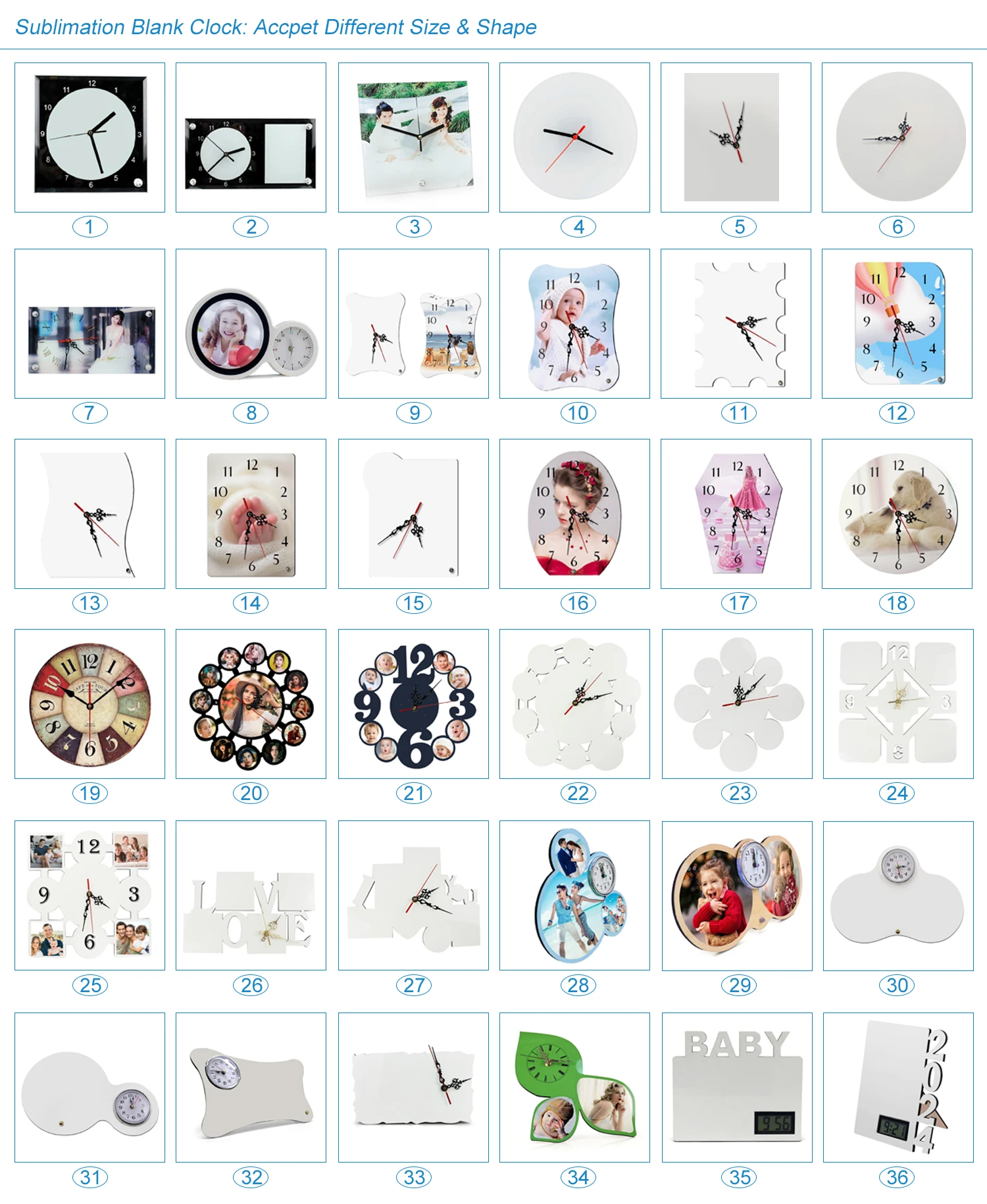 7x12 Inch Wholesale Gift Sublimation Rectangle Glass Clock