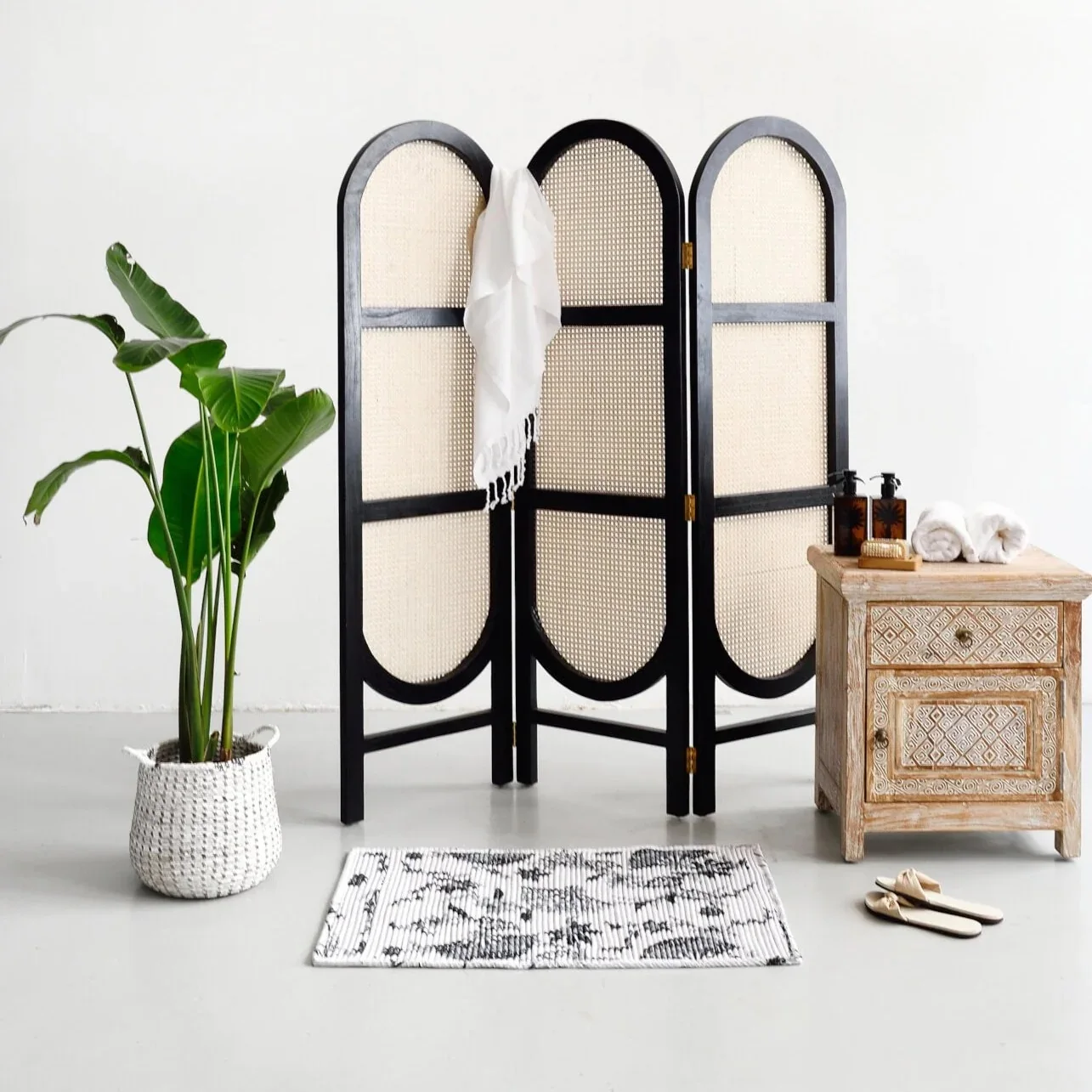 Handwoven Natural Rattan Screen Room Divider from Vietnam