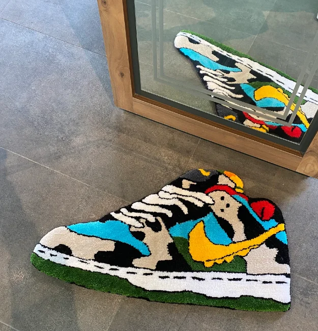 Fluffy Tufted Rug Sneakers Die-cut Shape Carpet Custom Design Hand ...