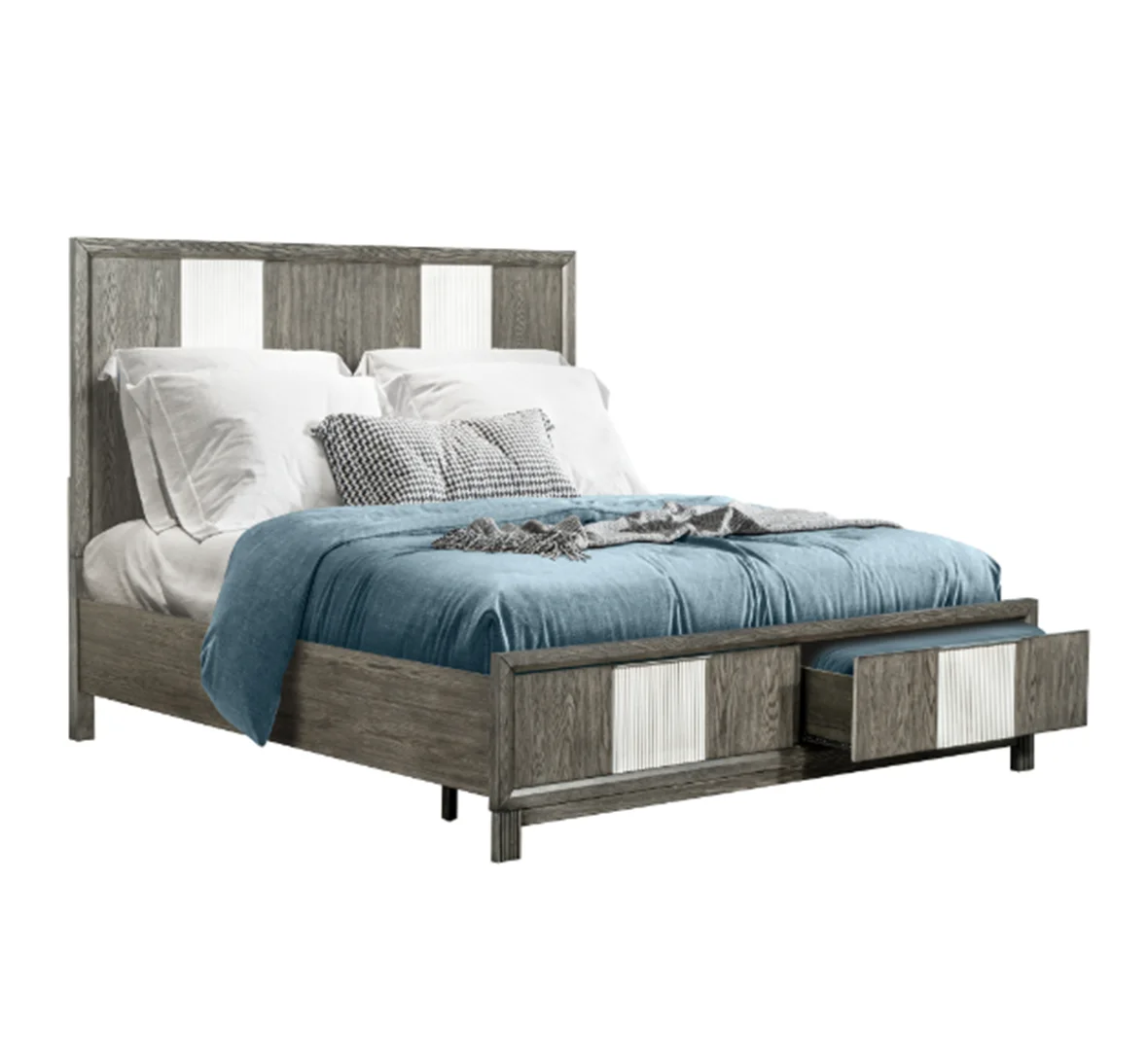 Bedroom New Design Wooden Slats Frame Bed Solid Wood Soft Bed With ...