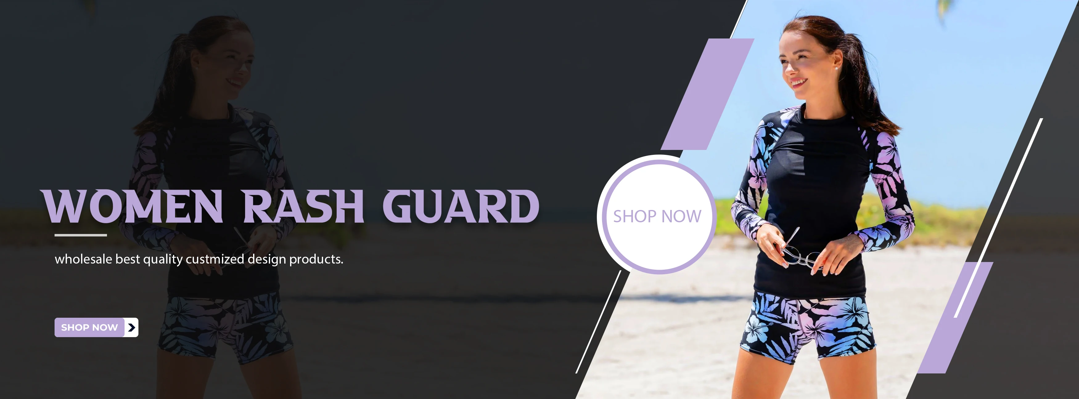 Women's Long Sleeve Swim Rash Guard Sublimated Beach Suit in Solid ...