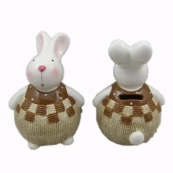 Bonwill Ceramic Money Bank Cute Rabbit Brown Plaid Money Box - Buy ...