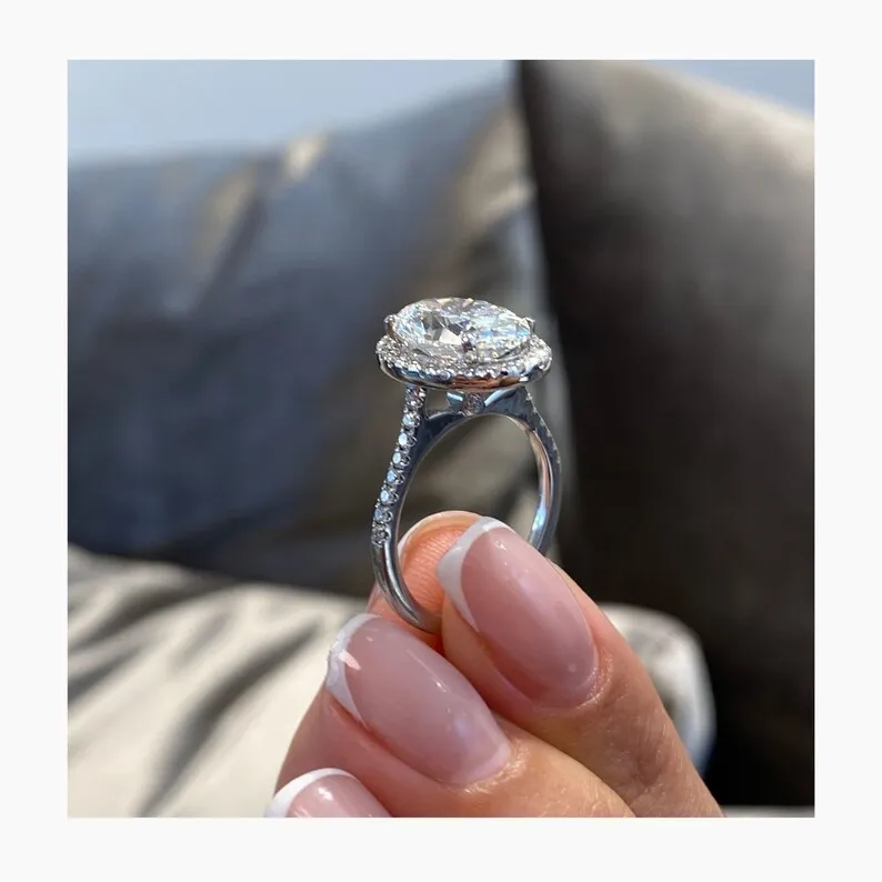 Halo Engagement Lab Grown Diamond Pave Oval Peekaboo Vvs Vs2 Igi ...
