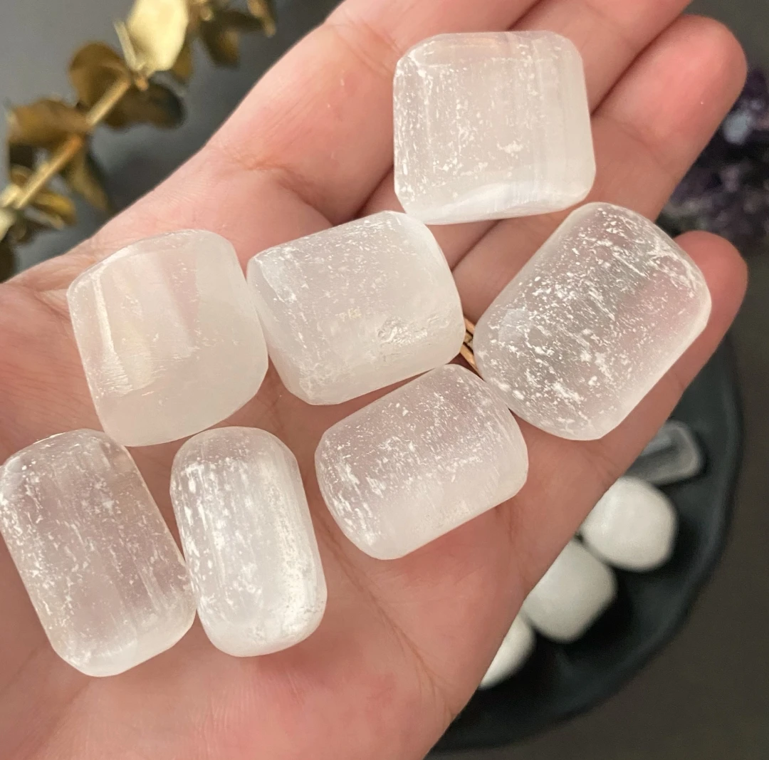 Best Selling Natural Selenite Crystal Tumbled Stones - Polished White ...