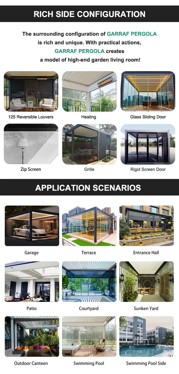Garraf Outdoor Modern Aluminium Pergola Bioclimatica 3x3m 3x4m 3x5m ...