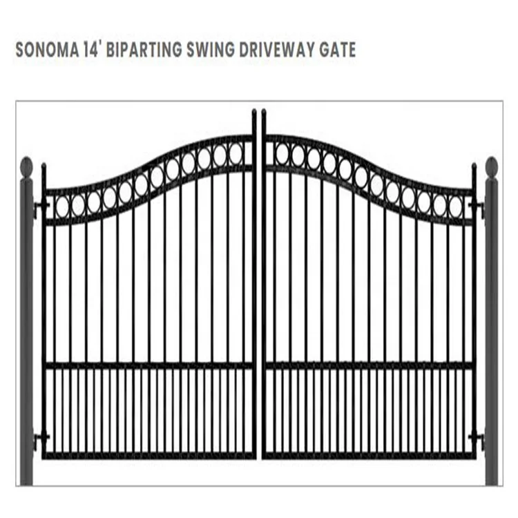 20ft Steel Gates Wheel Security Door Modern Galvanized Steel Fence Gate ...