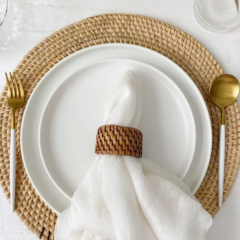 Set of Rattan Napkin Ring Rattan Boho Napkin Holder From Vietnam ...