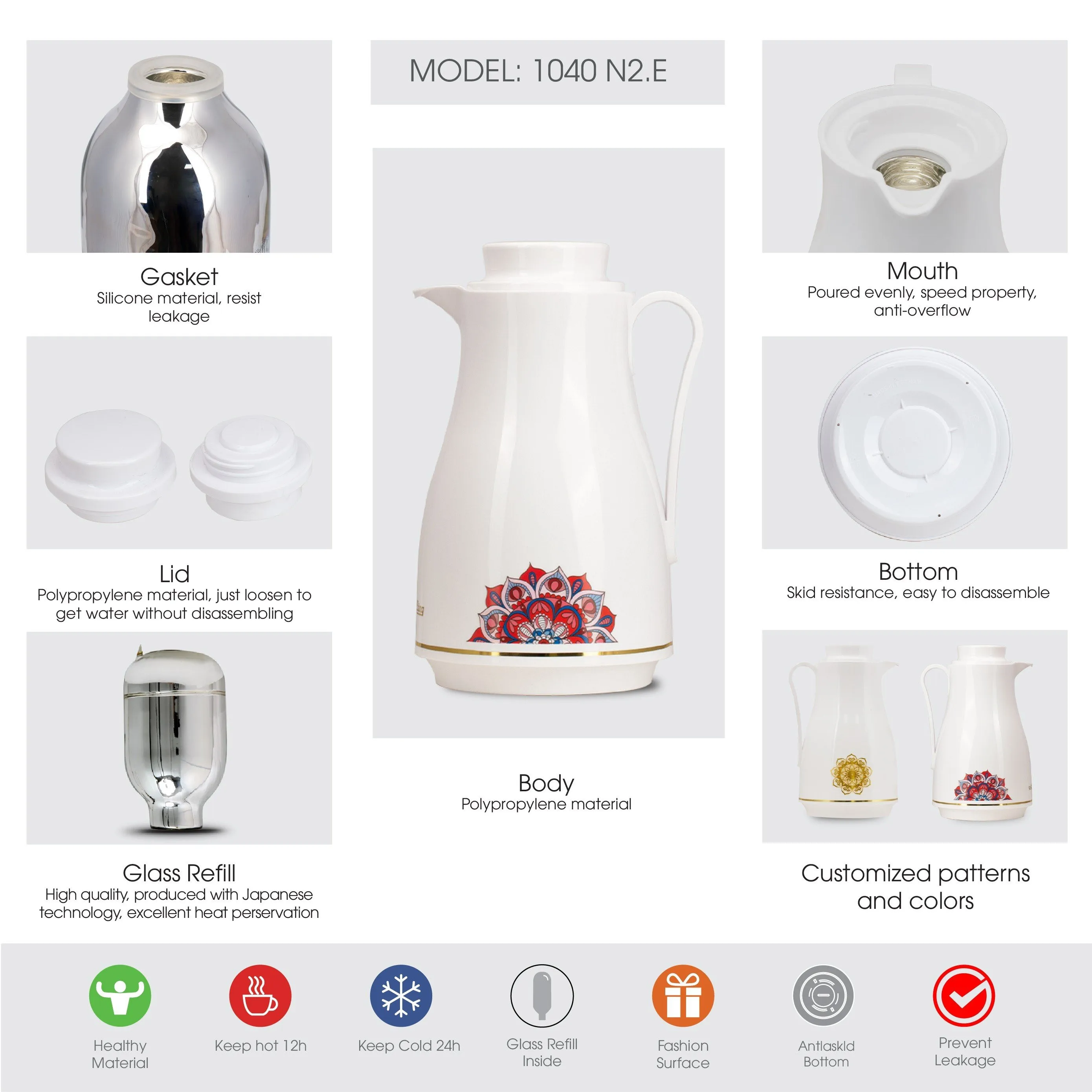 1 Liter Design Arabic Style Luxury Water Tea Coffee Thermos Vacuum ...