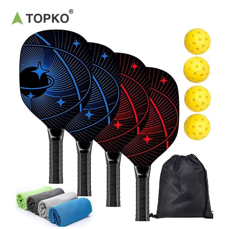 TOPKO Custom Printed Pickleball Paddle 4 Rackets 4 Balls 4 Sweatbands 1 ...