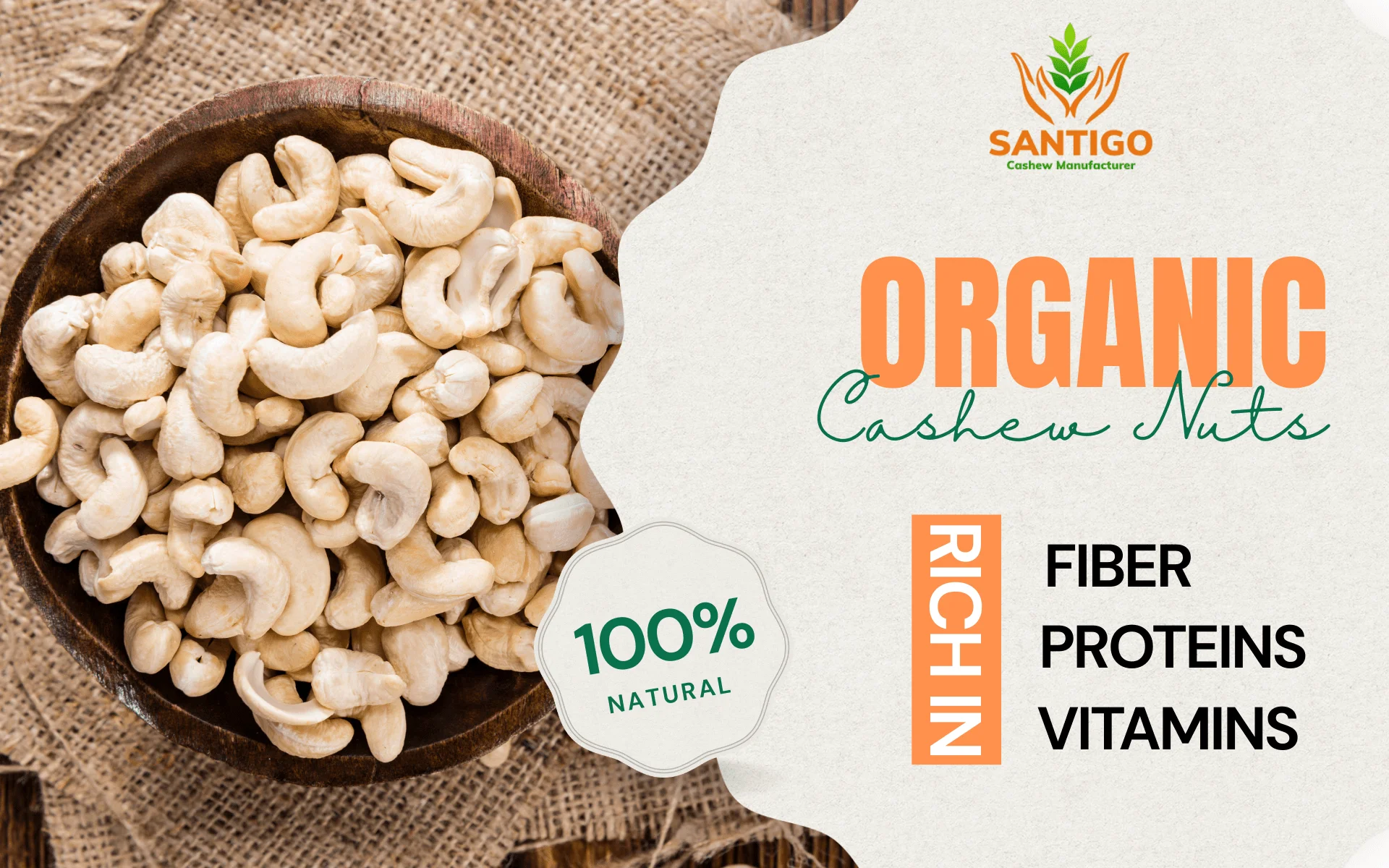 Hot Sale SANTIGO 2025 Cashew W180 Raw Dried Cashew Nuts Vietnam 22.68kg ...