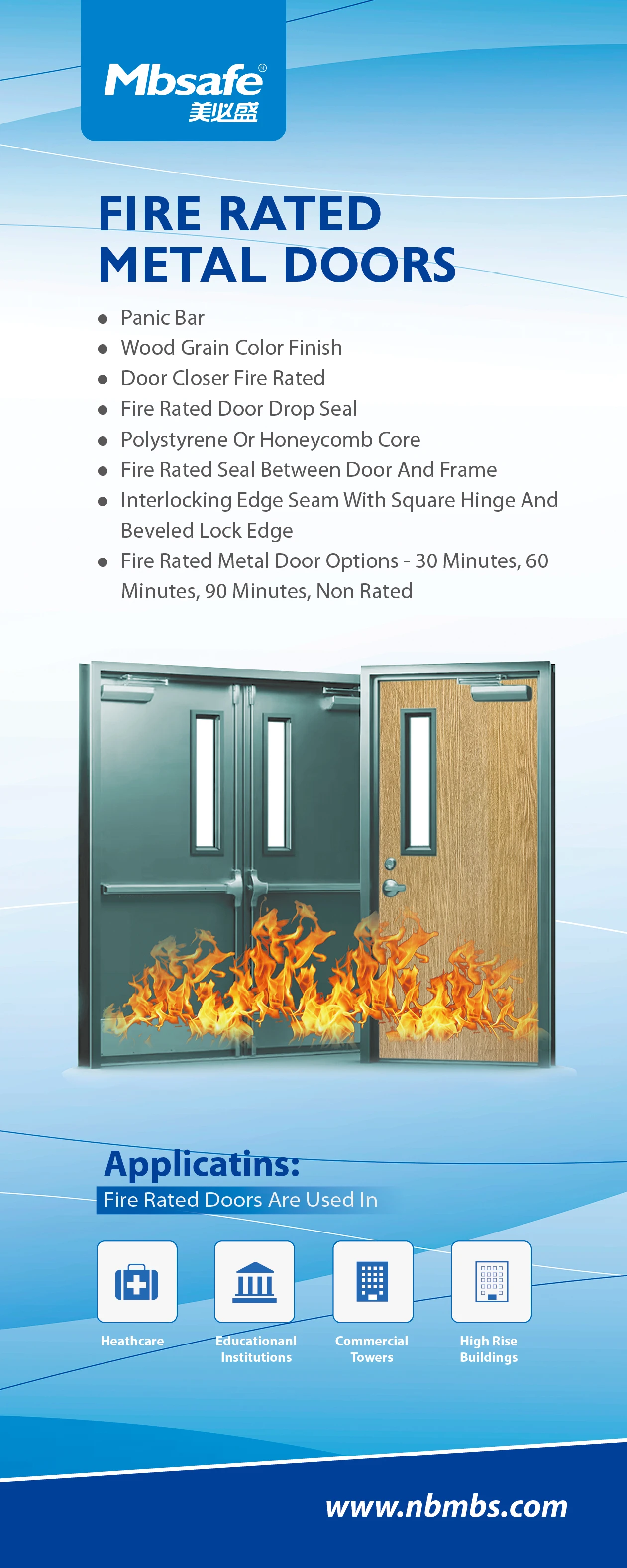 Fire Rated Steel Mental Door Panic Bar Emergency Gate Fireproof ...