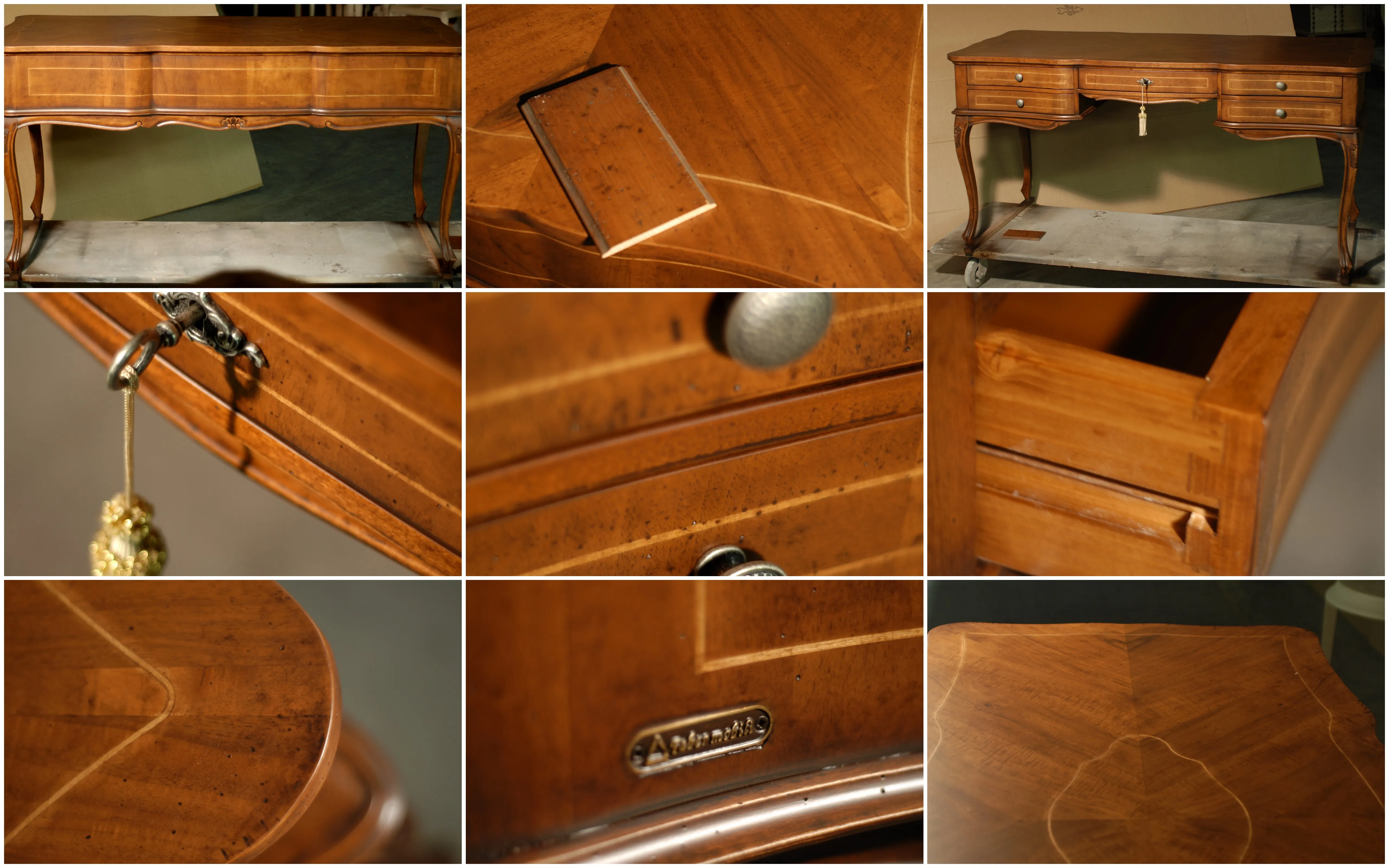 Morgana Is Baroque Desk With Herringbone Walnut Veneered Top And Maple ...