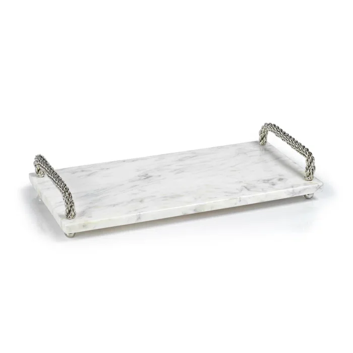 Luxury White Marble Serving Tray - Oval Shape & Custom Designs