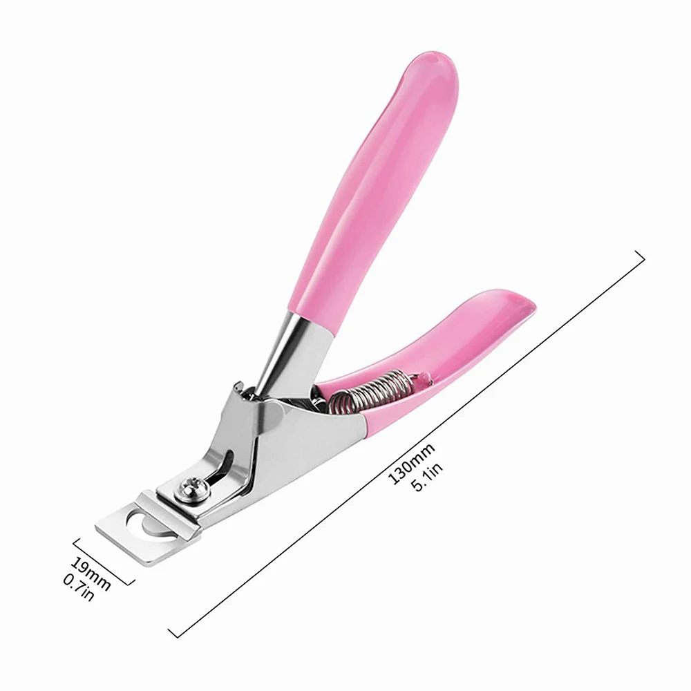 U Shaped French Tip Cutter Nail Extension Edge Cutters Pink Grip Handle ...