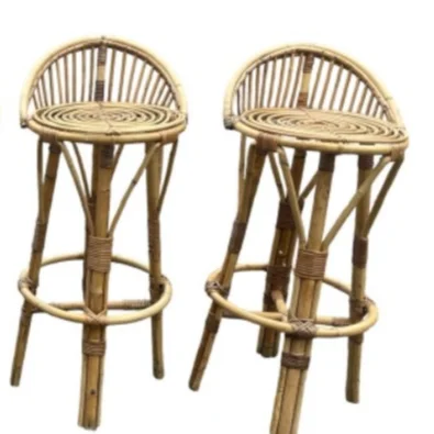 Antique Bamboo Rattan High Height Bar With Footrest Stool Suitable For ...